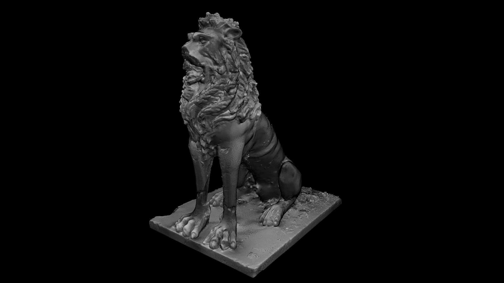 Abandoned and Damaged Lion Statue 3D model | CGTrader