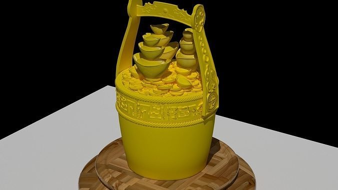 Chinese gold ingot bucket 3D model | CGTrader