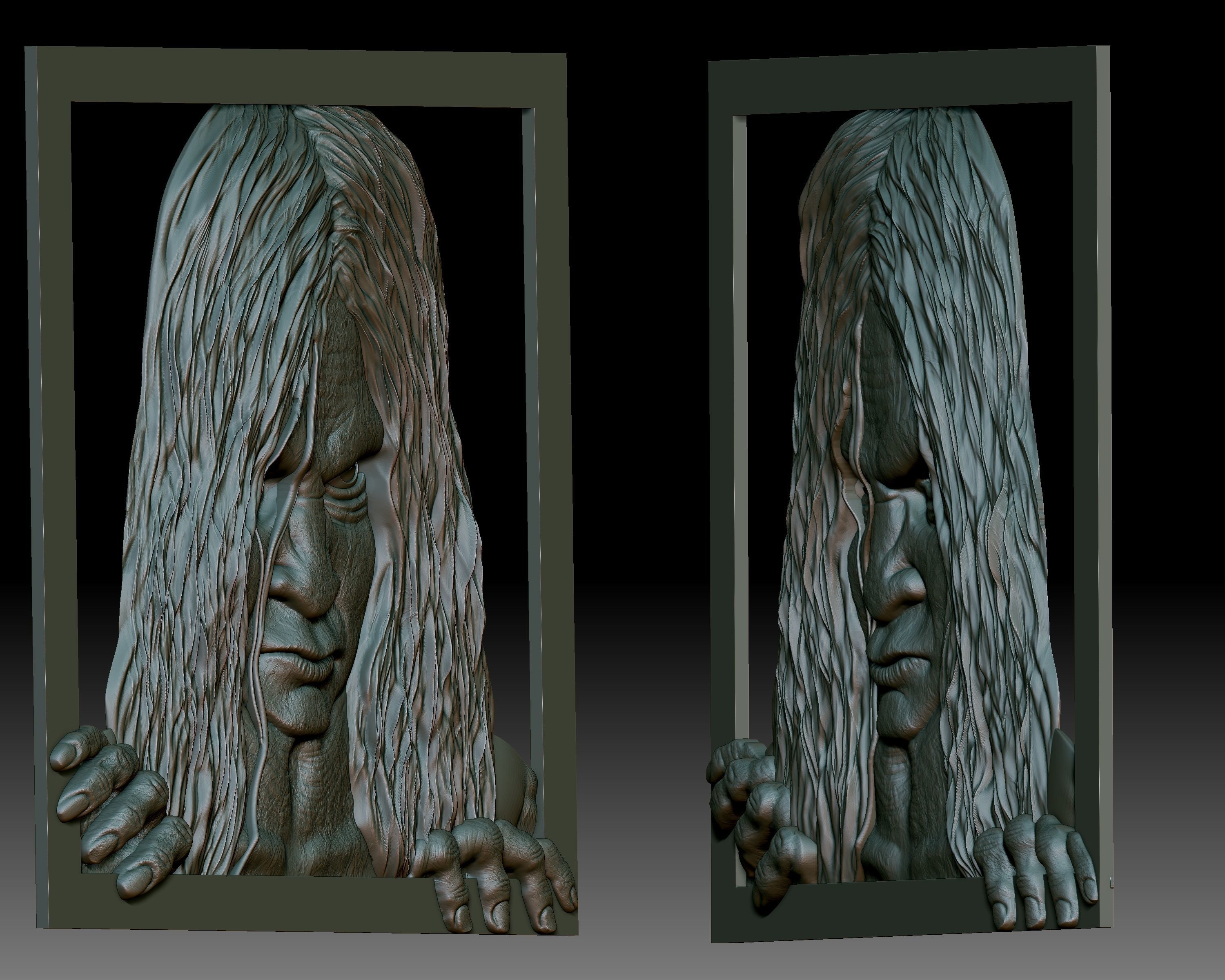 Samara The Ring horror movie relief for CNC router or printer 3D model ...