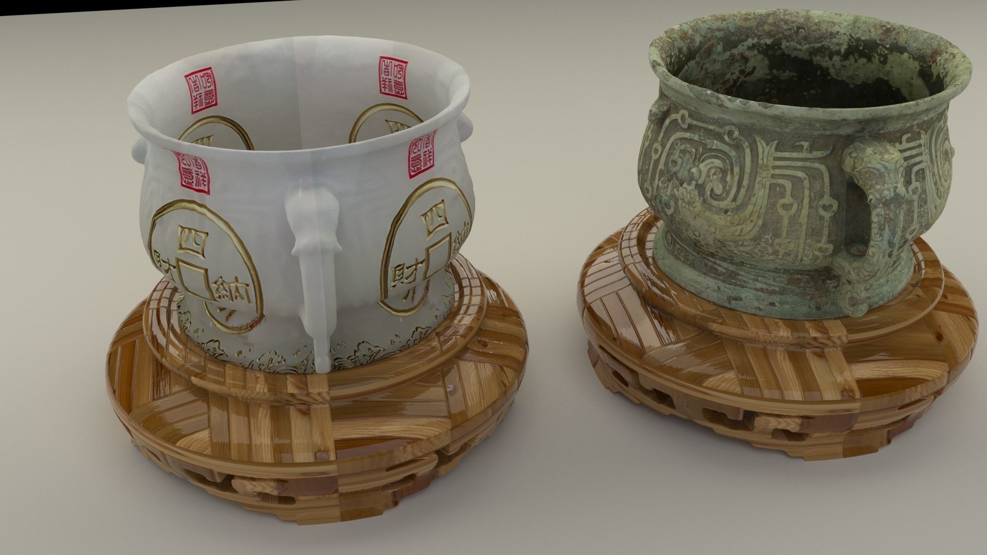 chinese display stand with pot 3D model | CGTrader