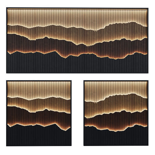 Wall Wood Panel Light Set 3D model | CGTrader