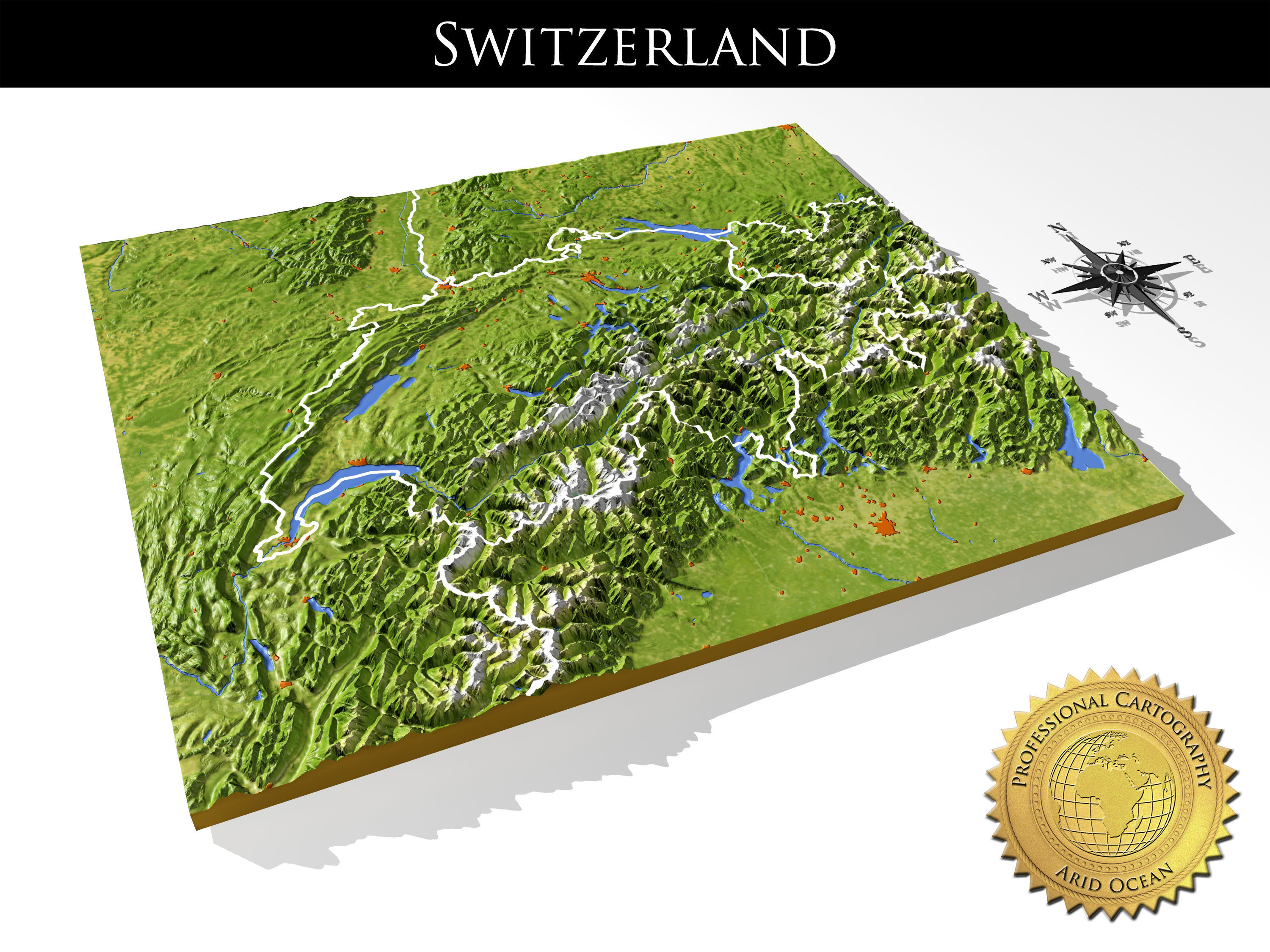 Switzerland High resolution 3D relief maps 3D model | CGTrader