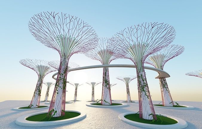 3D model Gardens by the Bay Singapore supertrees VR / AR / low-poly ...