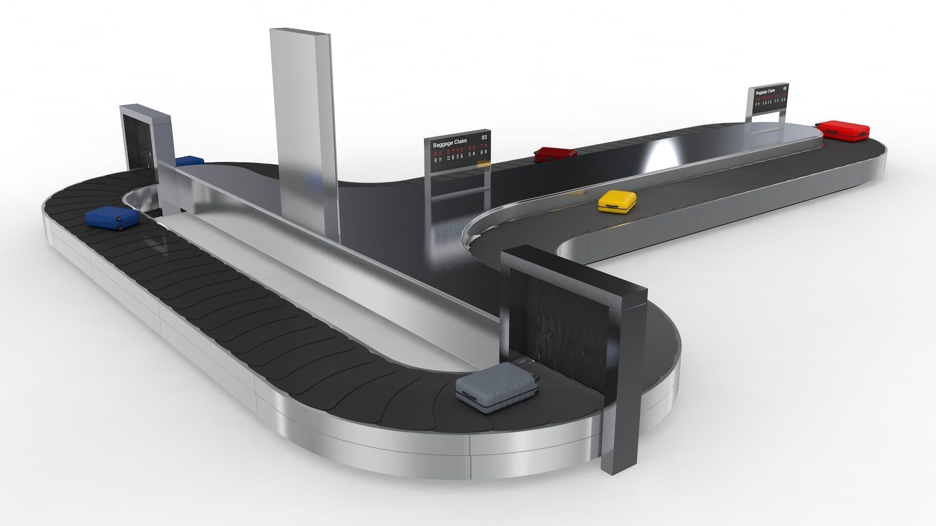 Airport Baggage Carousel Conveyor 1 3D model animated rigged | CGTrader