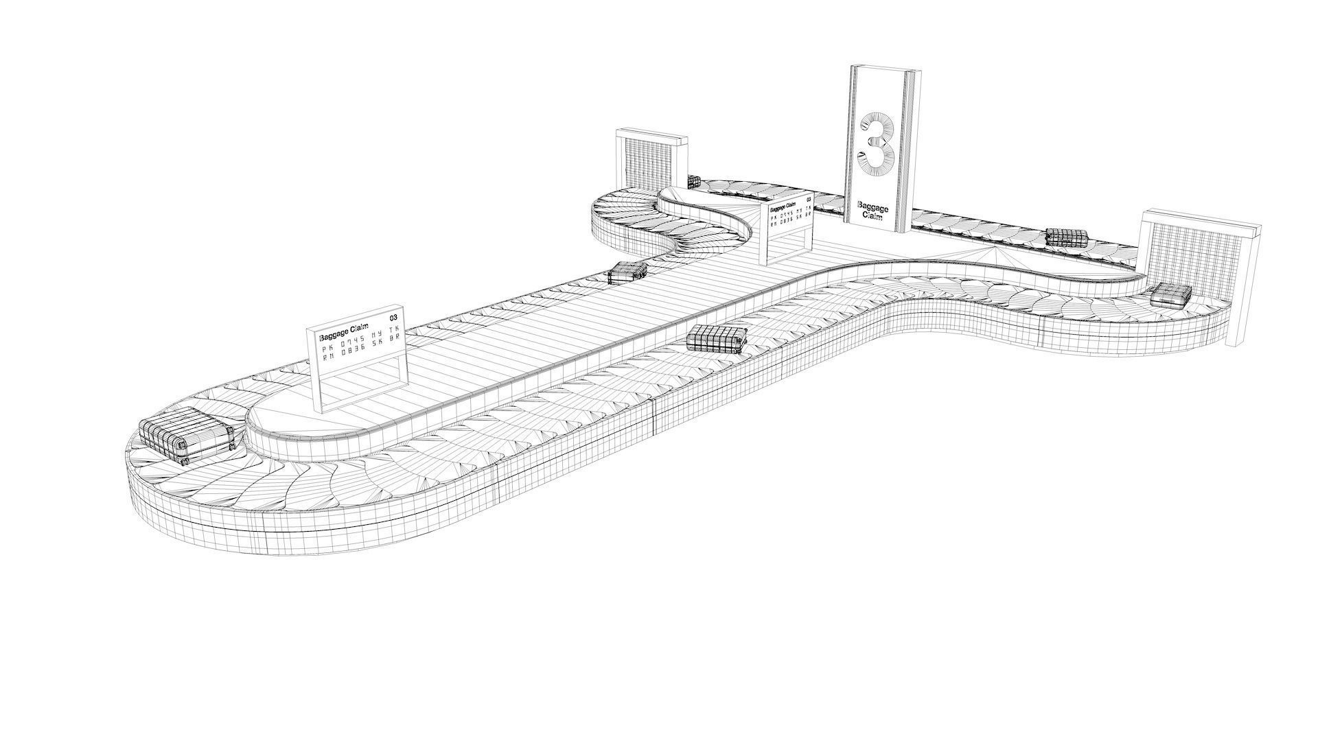 Airport Baggage Carousel Conveyor 1 3D model animated rigged | CGTrader