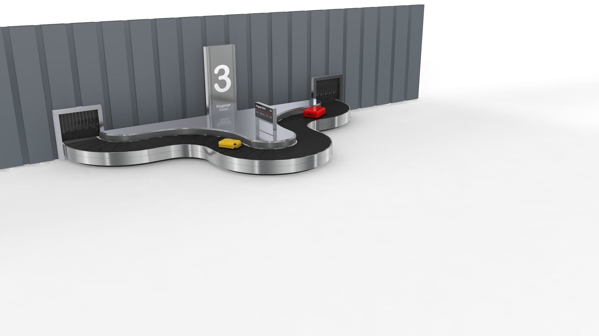 Airport Baggage Carousel Conveyor 1 3D model animated rigged | CGTrader