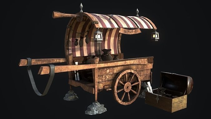 3D model Medieval Shop cart VR / AR / low-poly | CGTrader