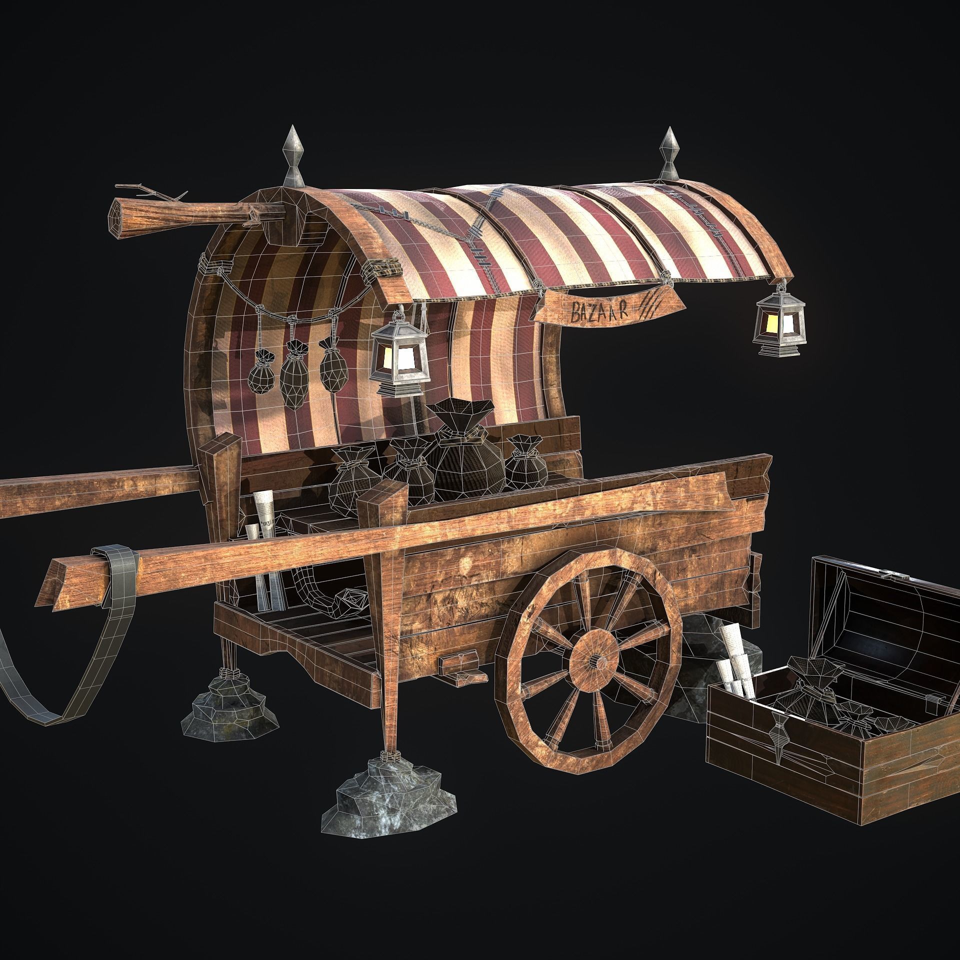 3D model Medieval Shop cart VR / AR / low-poly | CGTrader
