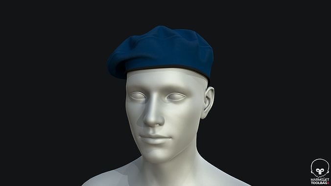 3D model Military Beret Blue PBR VR / AR / low-poly | CGTrader
