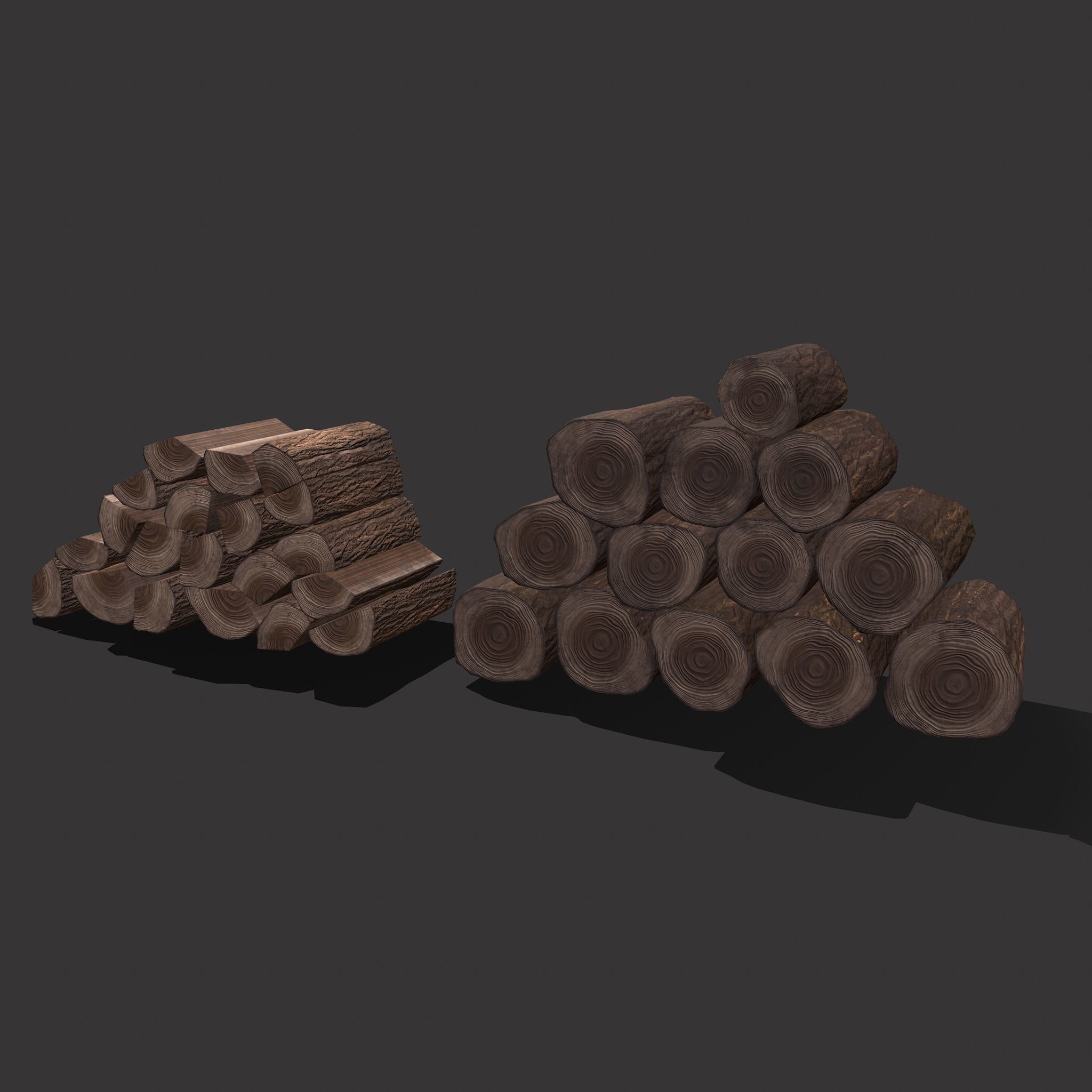 3D Model Collection Wood Stacks Logs and Pieces VR / AR / low-poly ...