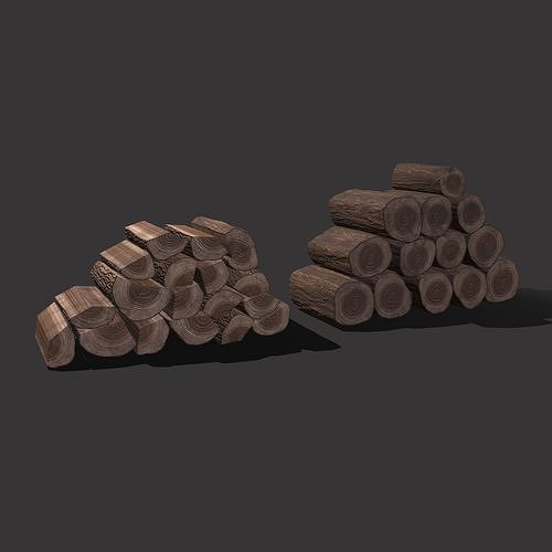 3D Model Collection Wood Stacks Logs and Pieces VR / AR / low-poly ...