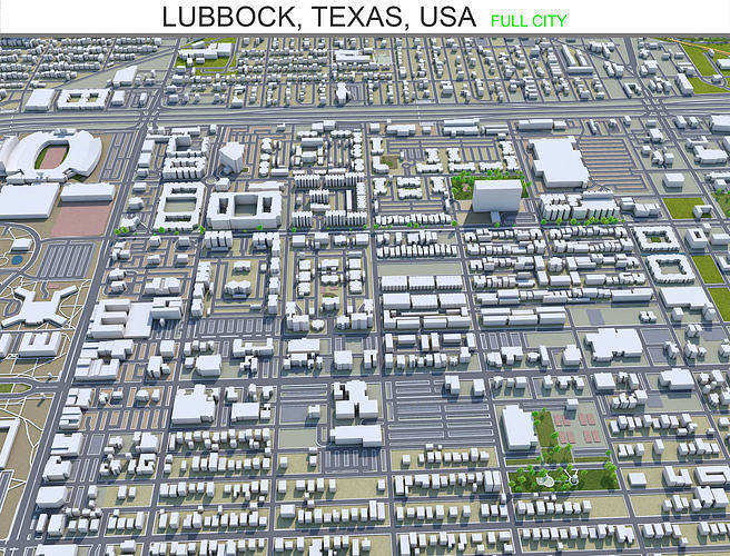3D model Lubbock Texas USA 30km VR / AR / low-poly | CGTrader