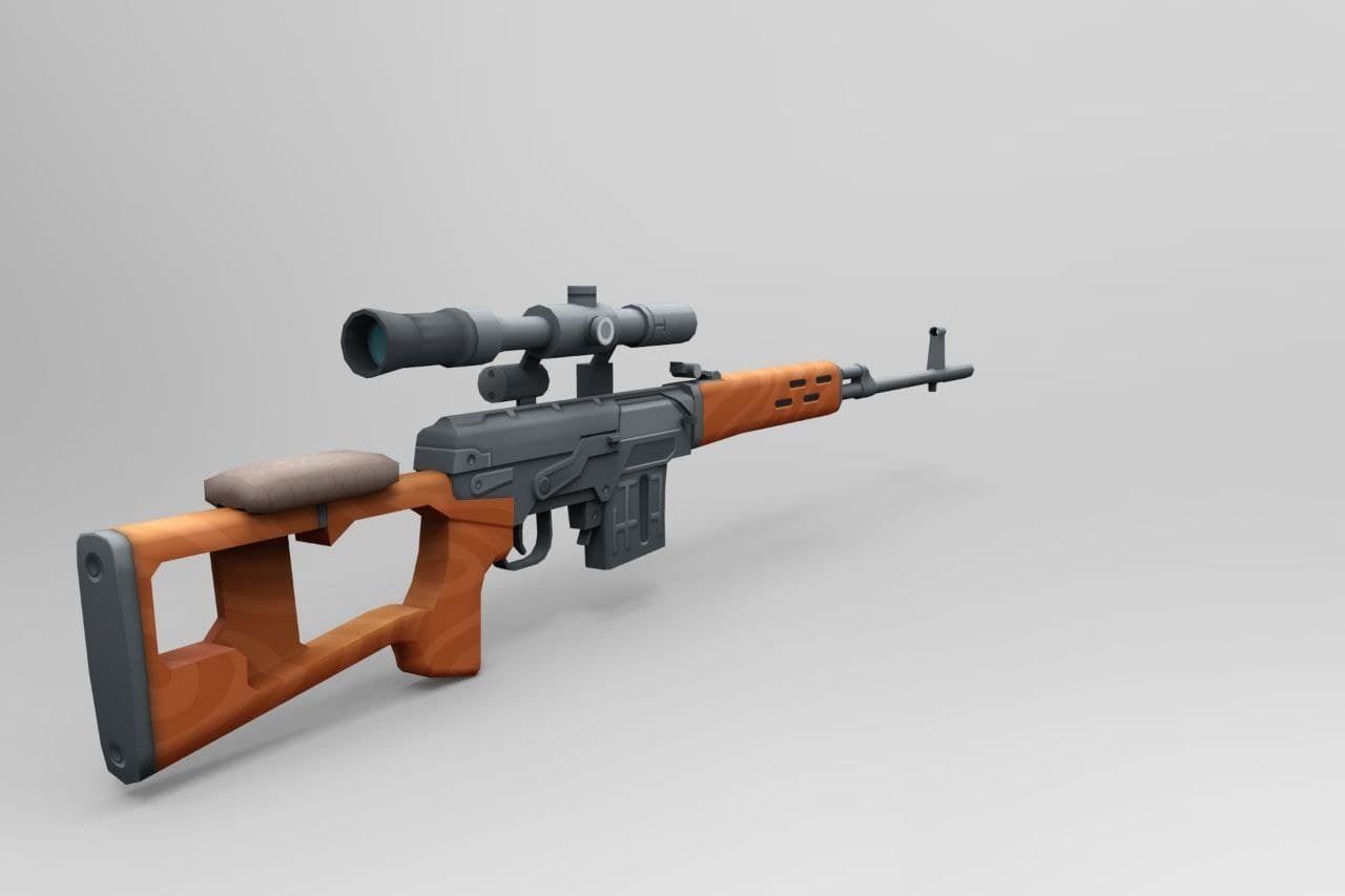 3D model Dragunov SVD Low Poly Mobile Game Ready model VR / AR / low ...