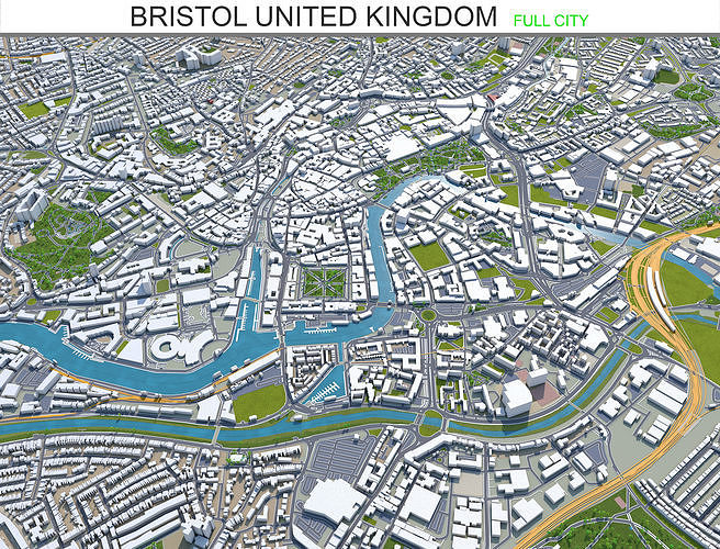 3D model Bristol United Kingdom 35km VR / AR / low-poly | CGTrader