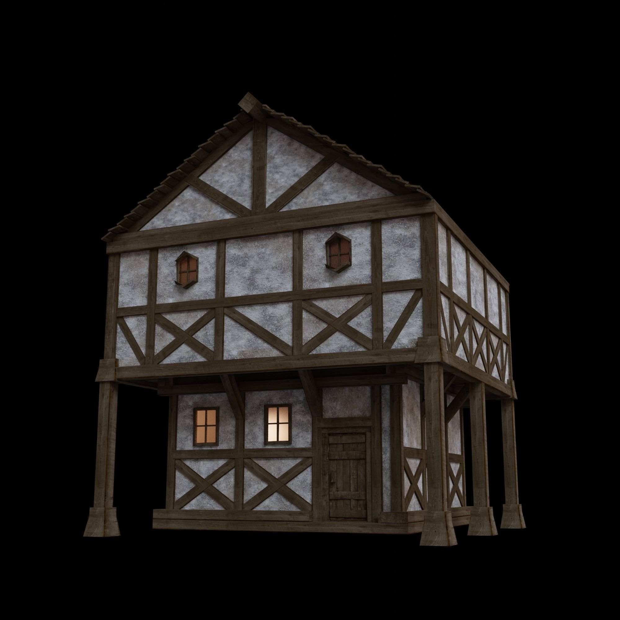 3D model House made for game RPG Medival projects VR / AR / low-poly ...