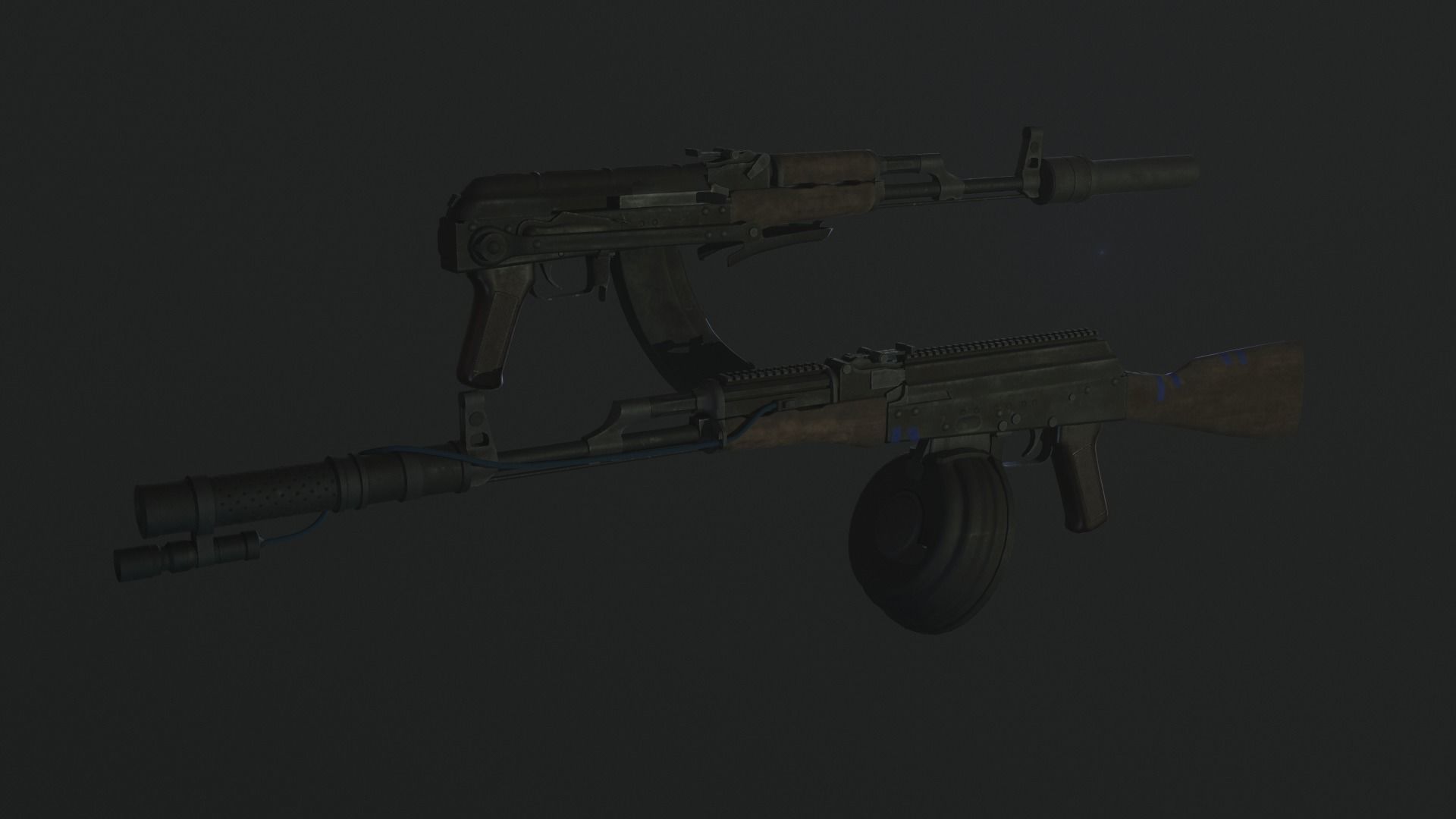 3D model AKM-AKMS modified VR / AR / low-poly | CGTrader