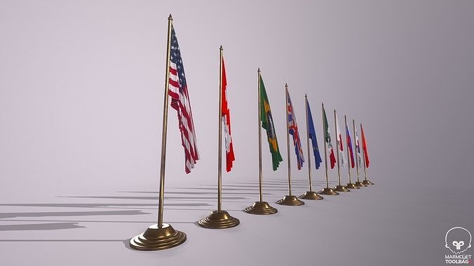 3D model Flags for the table on the stand VR / AR / low-poly | CGTrader