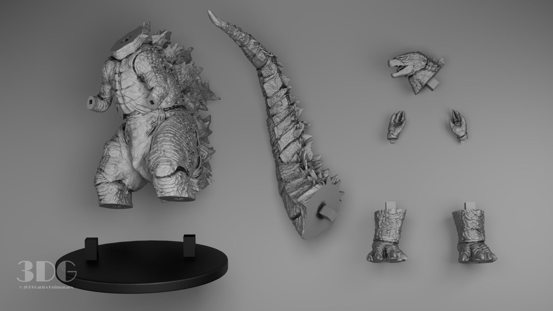 Godzilla statue 3D model 3D printable | CGTrader
