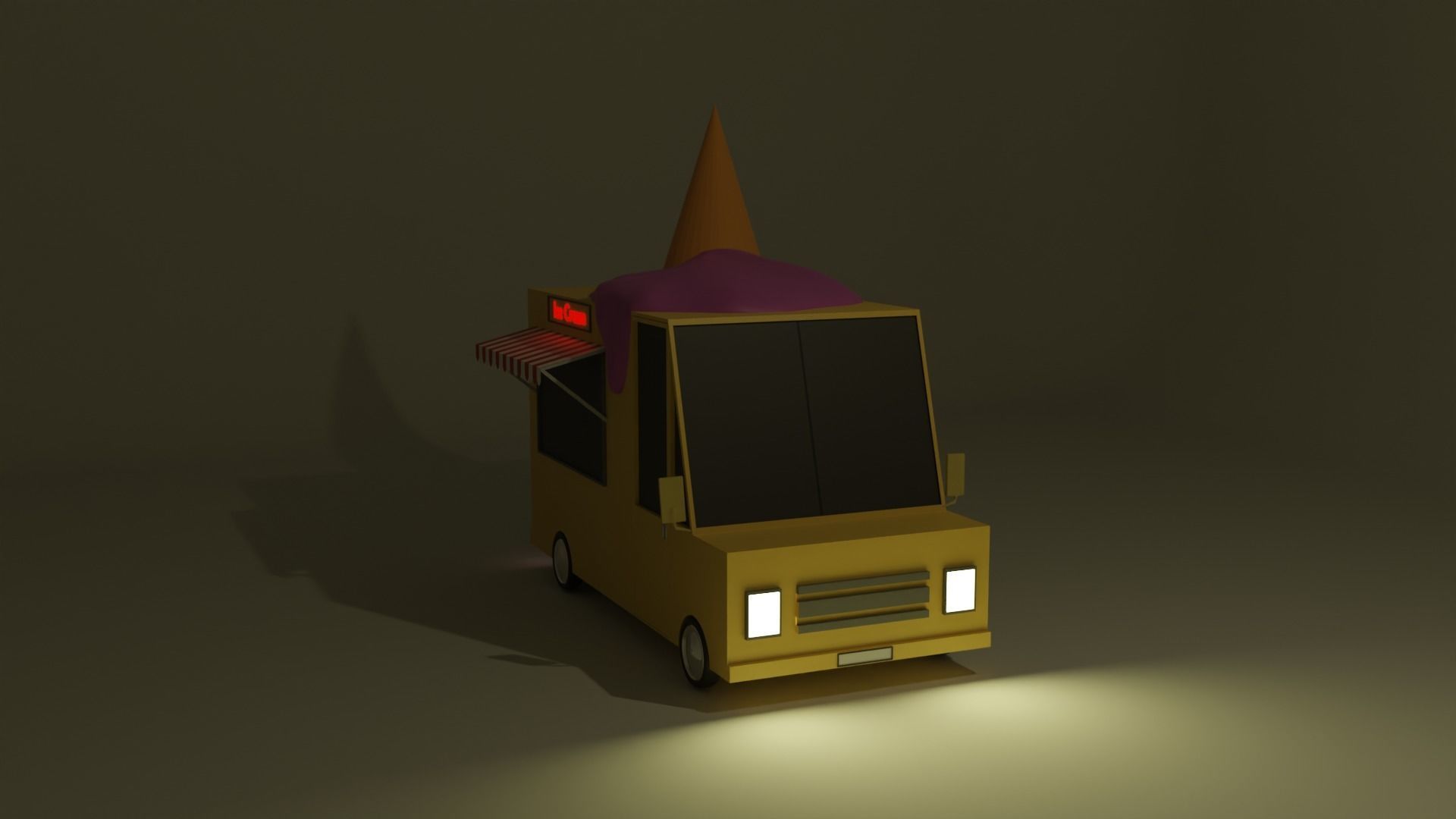 3D model Low Poly Ice Cream Truck 3D Model VR / AR / low-poly | CGTrader