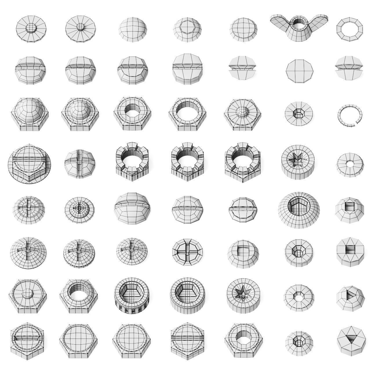 Set of nuts bolts washers 3D model | CGTrader