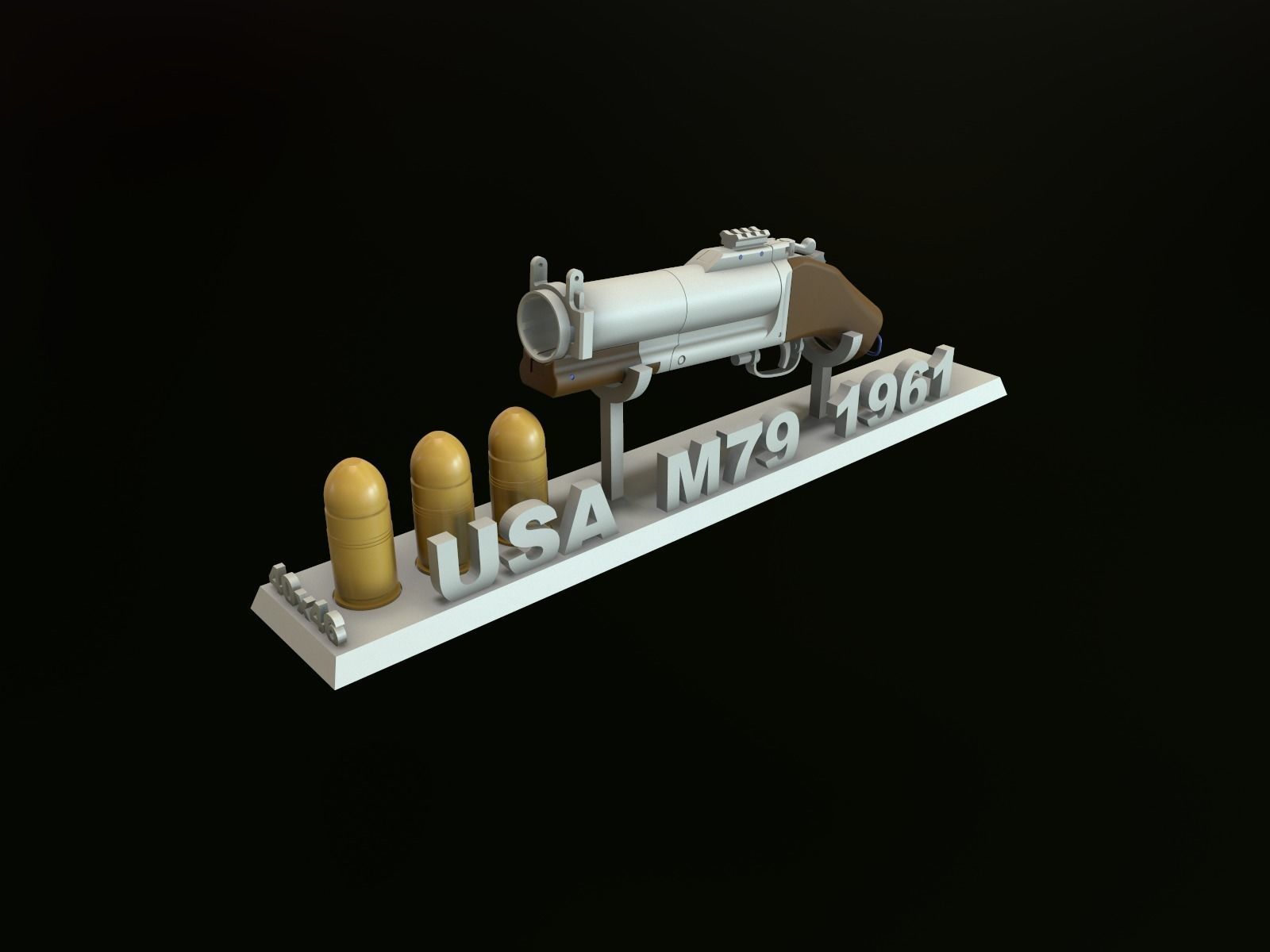 USA 40MM GRENADE LAUNCHER M79 SAWED OFF 1-6 12 INCH 3D