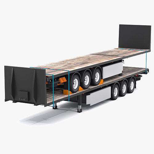 Flatbed Trailer with Trailer 3D model | CGTrader