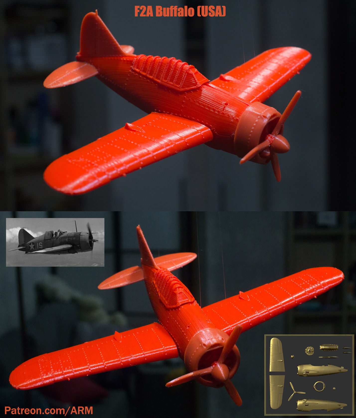 F2A Buffalo USA Airplane 3D model 3D printable | CGTrader