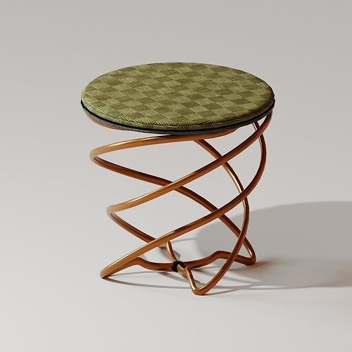 3D model Modern Artistic Stool with Fancy Curved Metallic Legs VR / AR ...