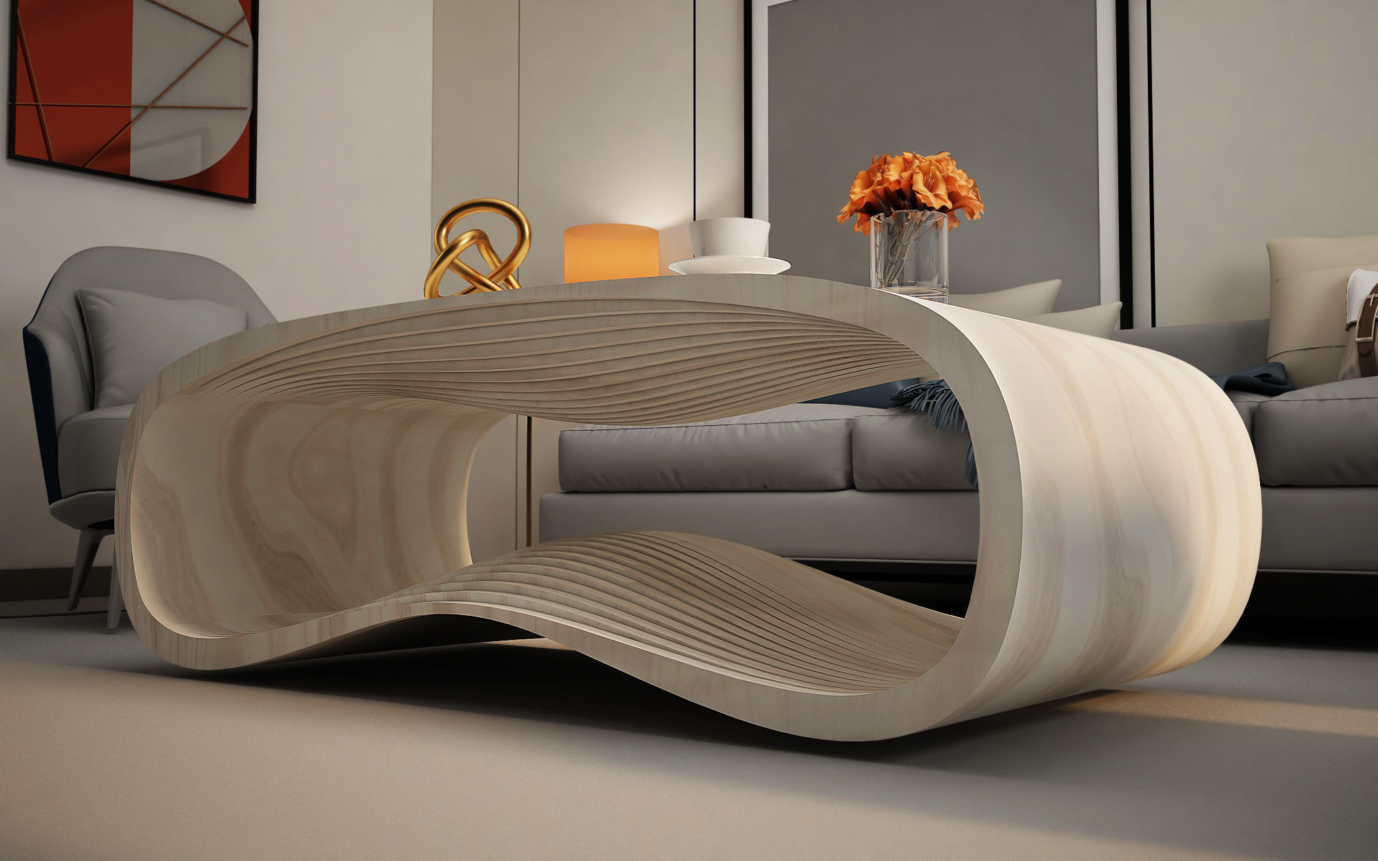 3D model curvlinear Parametric Table | CGTrader