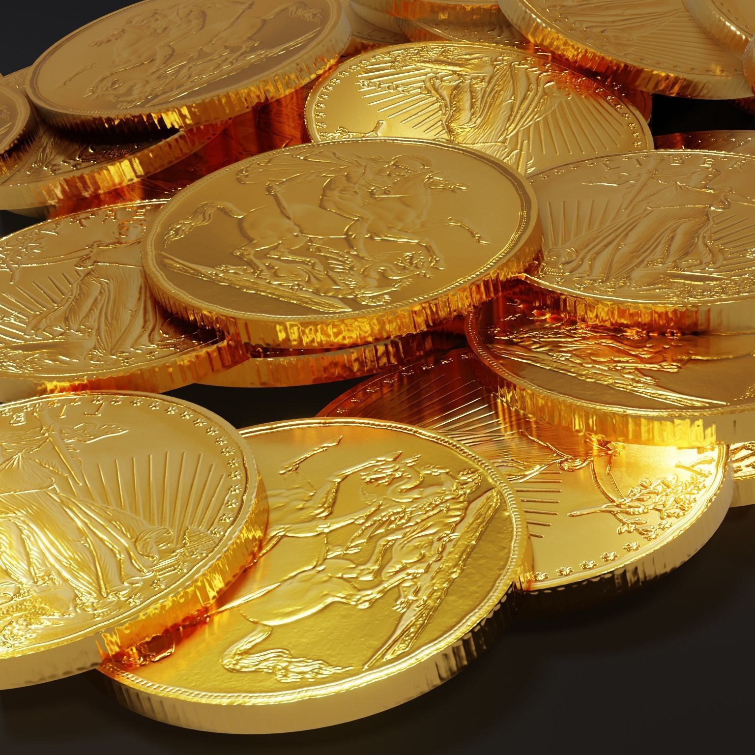 3D model Pile of Gold Coins VR / AR / low-poly | CGTrader