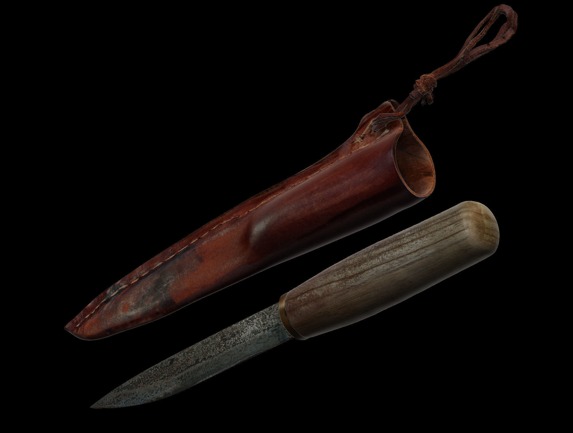 3D model Knife and sheath midieval 3D scan VR / AR / low-poly | CGTrader