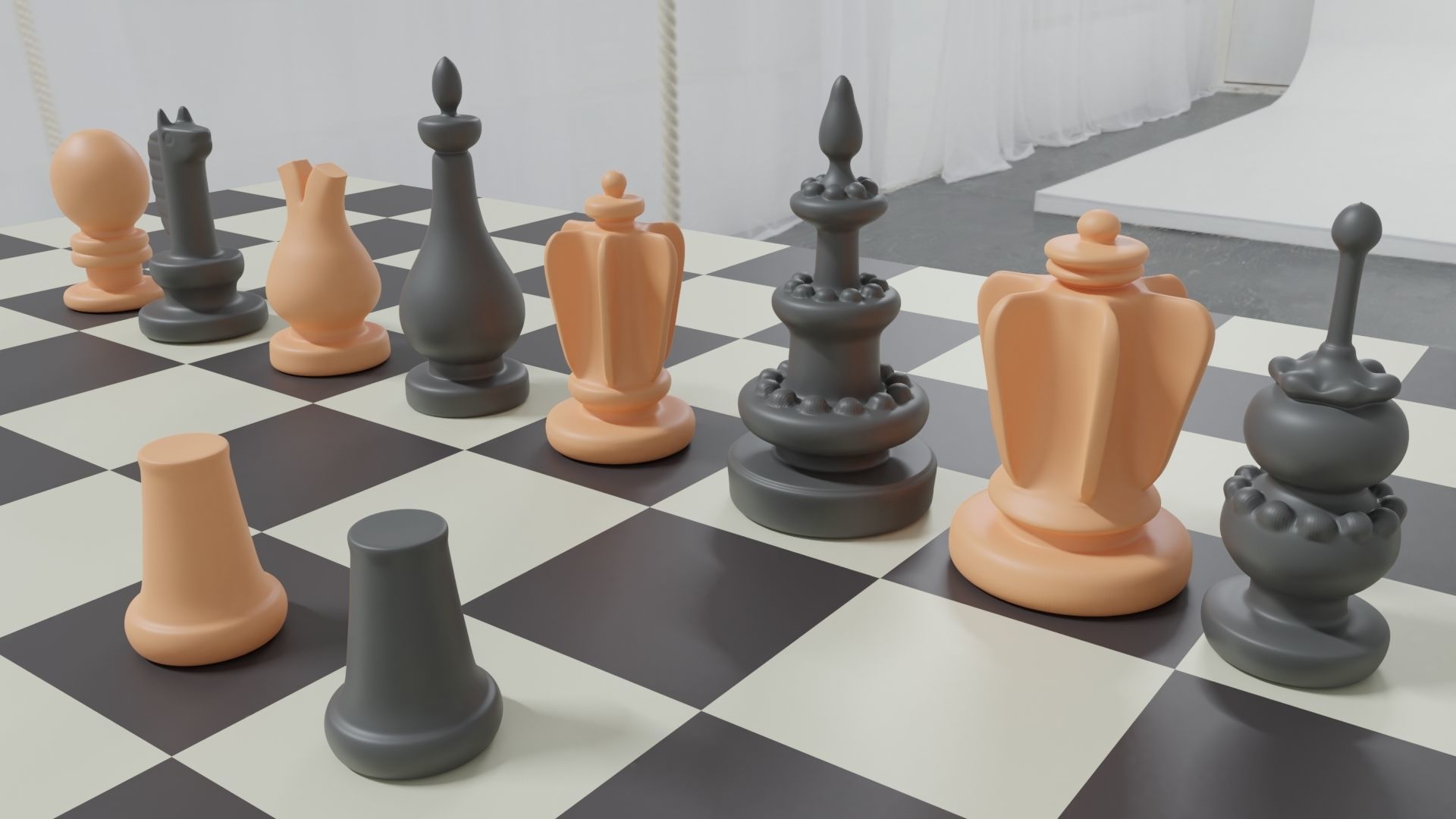 Courier Chess Medieval Chess Variant 3d printable pieces 3D model 3D ...