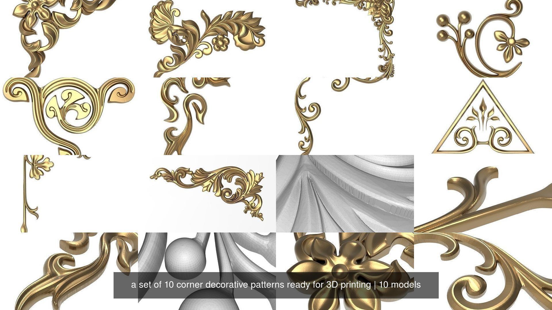 a set of 10 corner decorative patterns ready for 3D