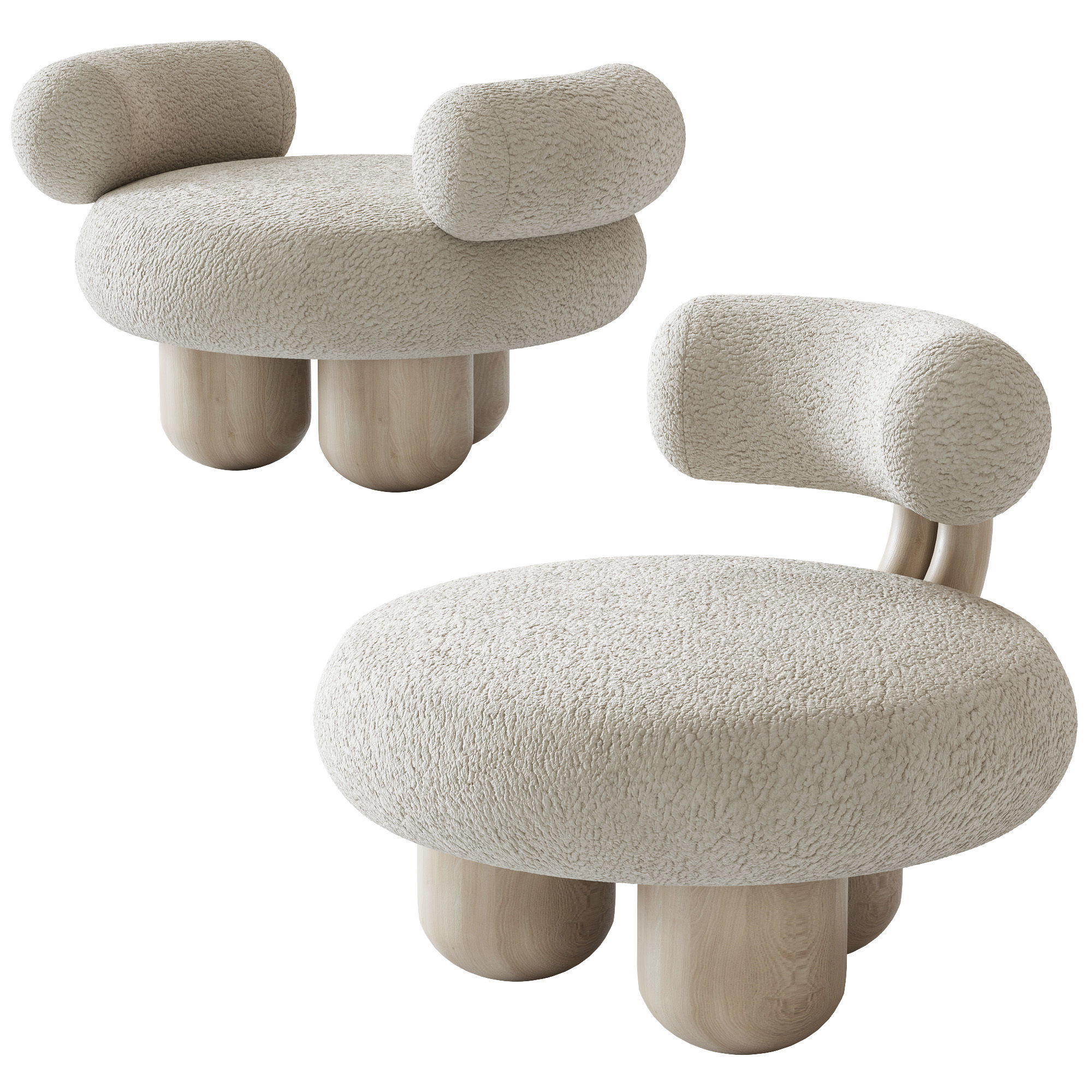 BLING BLING Chair and Ottoman 3D model | CGTrader