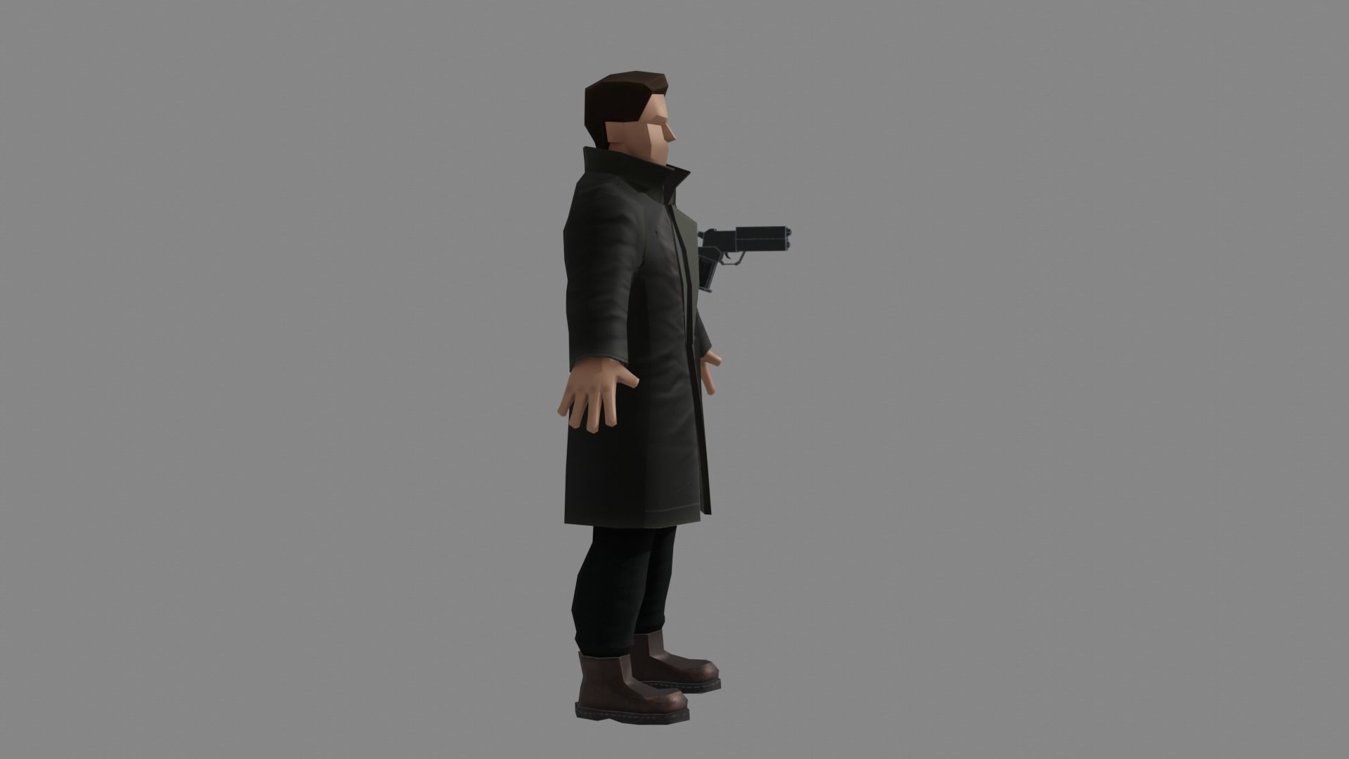 Detective LowPoly man holding gun free VR / AR / low-poly 3D model ...