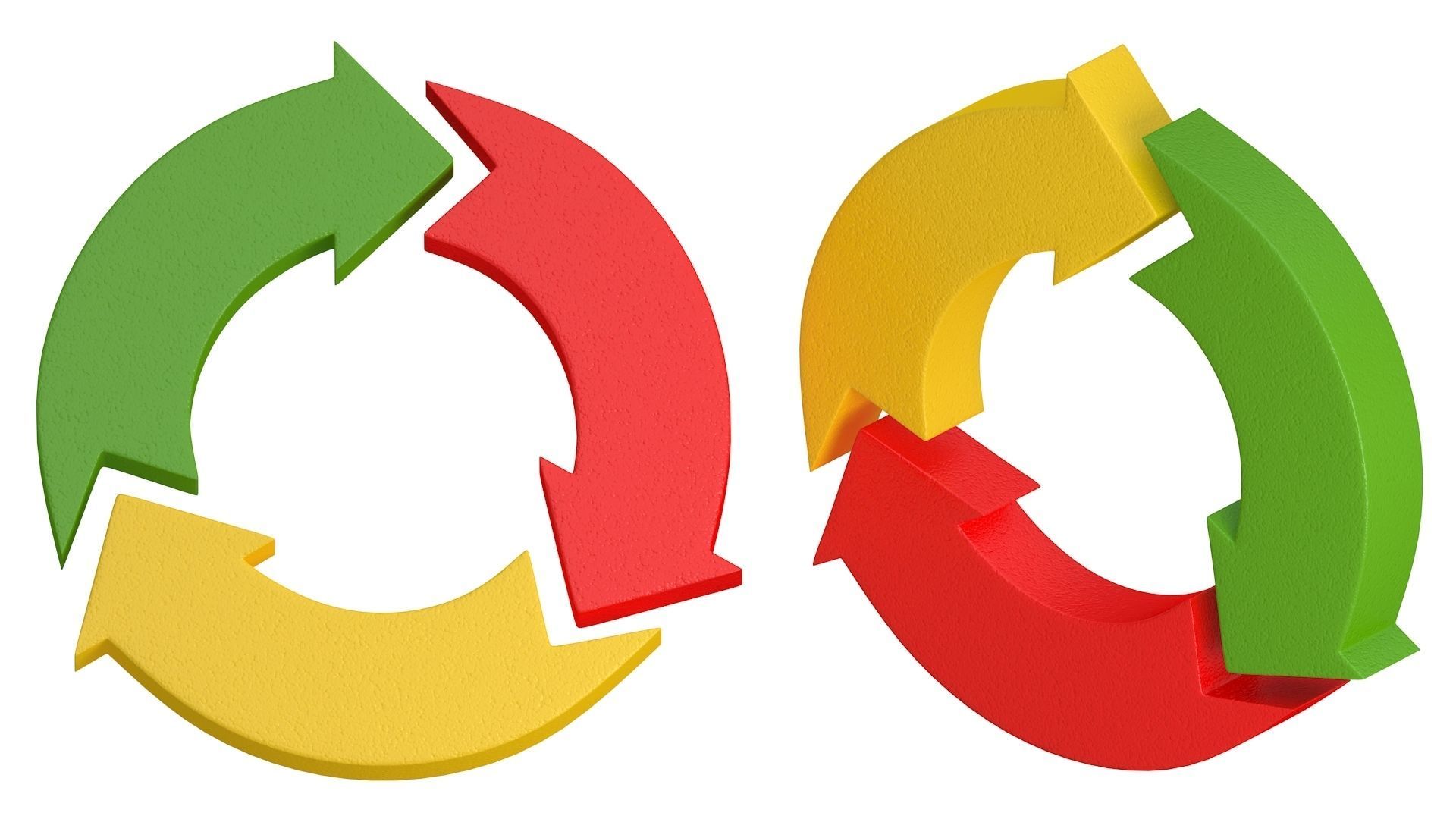 Triple Circular Arrows Symbol 01 3D model | CGTrader