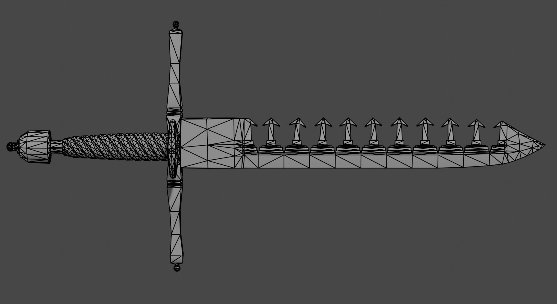 3D model Optimised realistic medieval weapon swordbreaker VR / AR / low ...