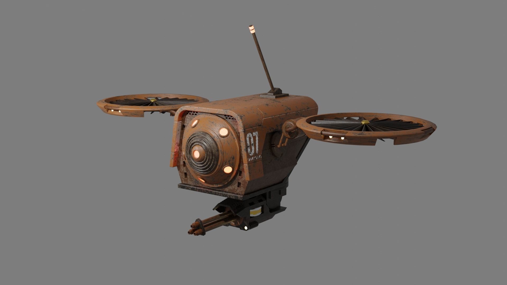 3D model Sci-fi rust drone VR / AR / low-poly | CGTrader