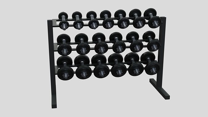 Dumbbell rack with dumbbells free 3D model | CGTrader