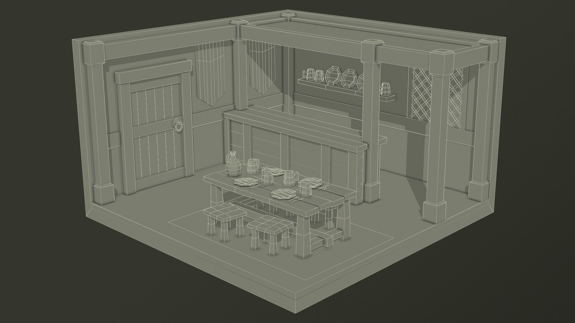 Low Poly Medieval Tavern 3D model | CGTrader