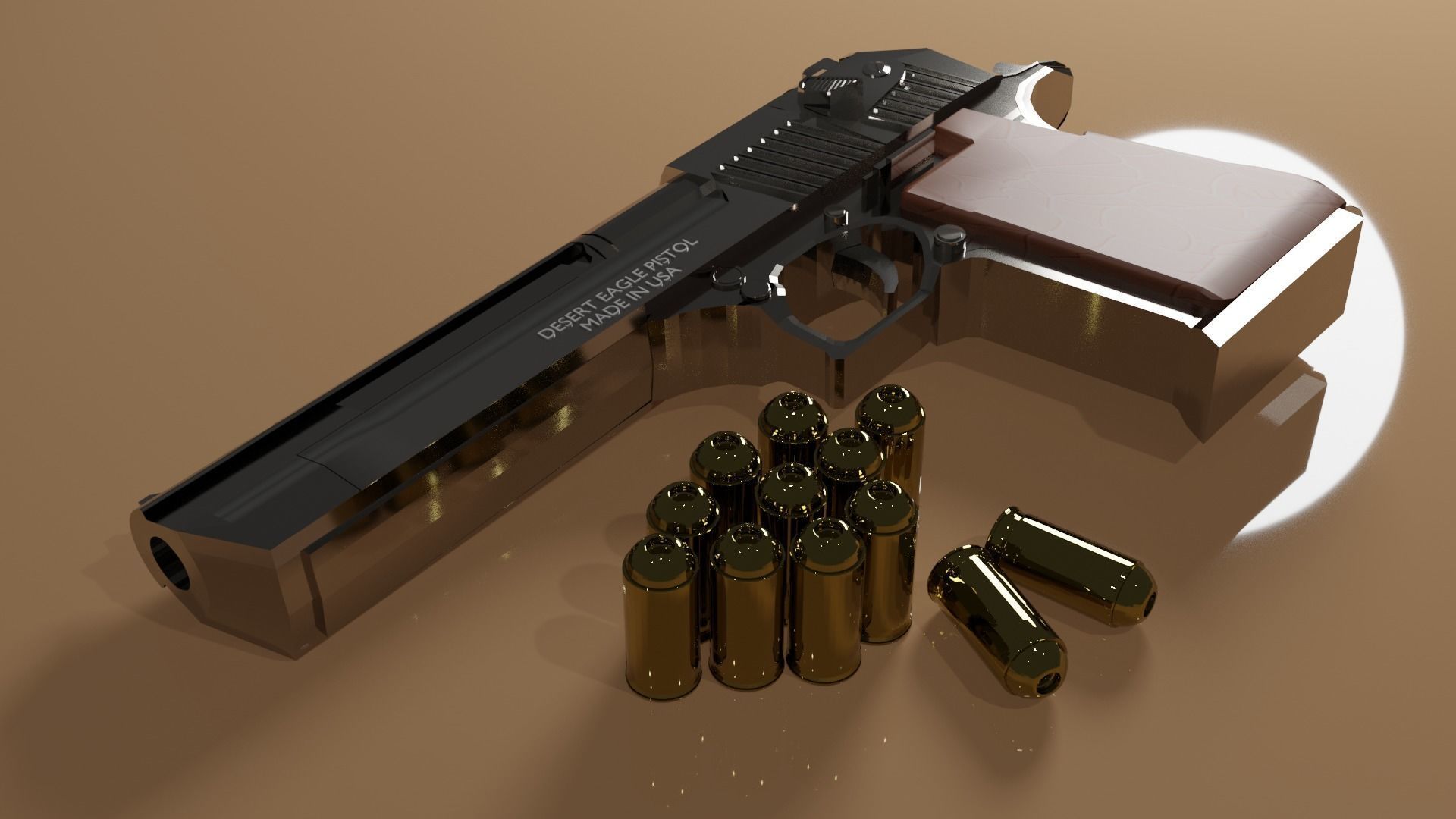 Deagle gun and bullets 3D model | CGTrader