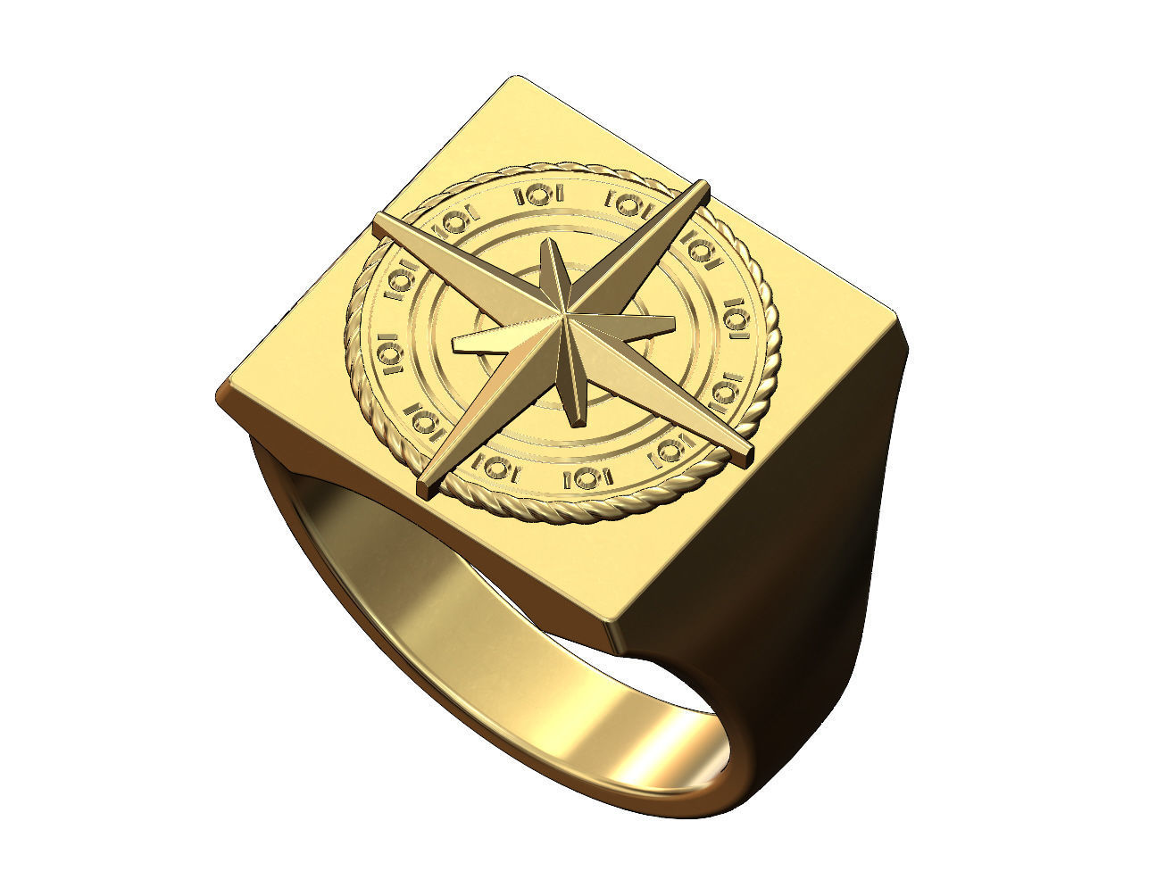 Compass ornament square ring US size 7to13 3D model 3D printable | CGTrader