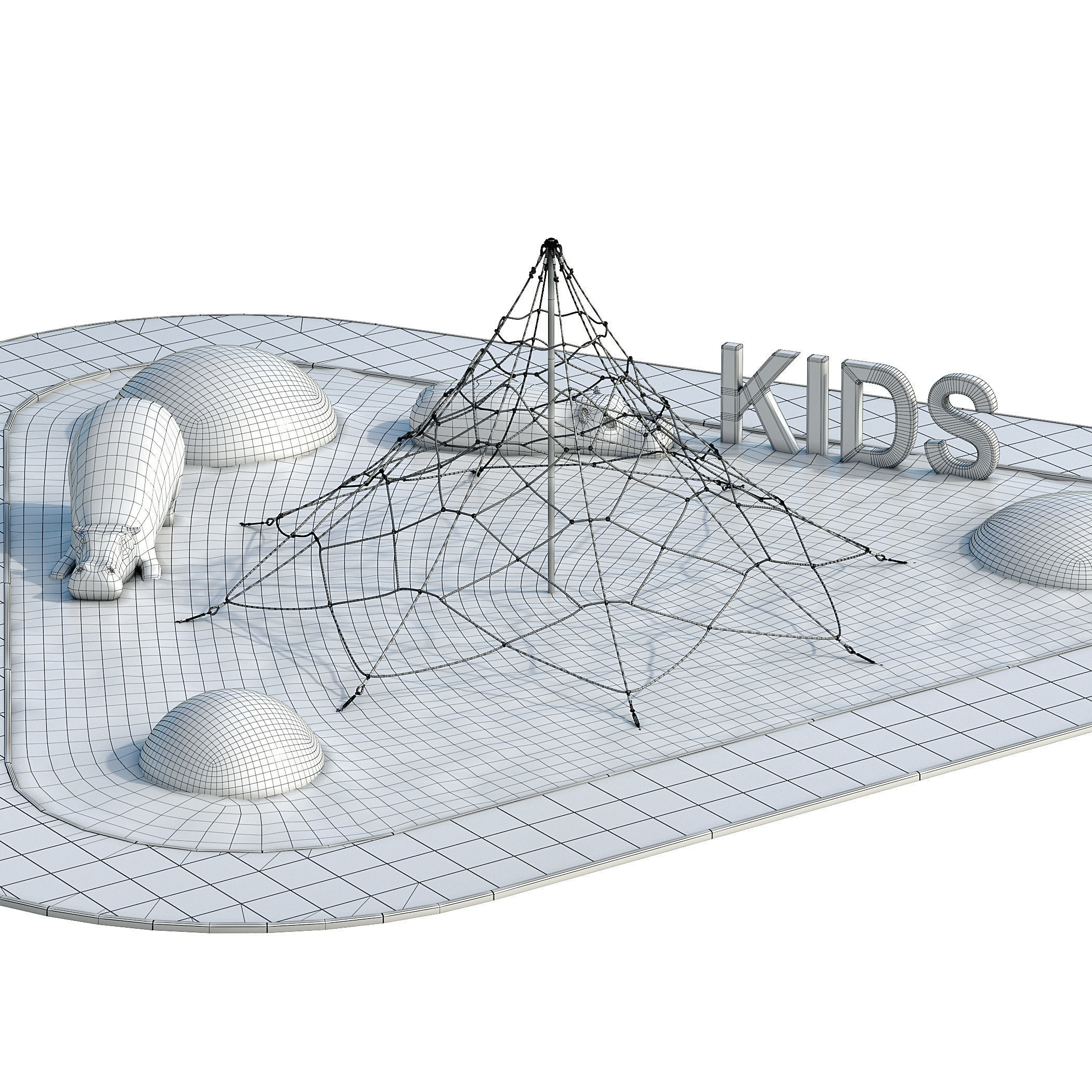 Children playground with rope web 3D model | CGTrader