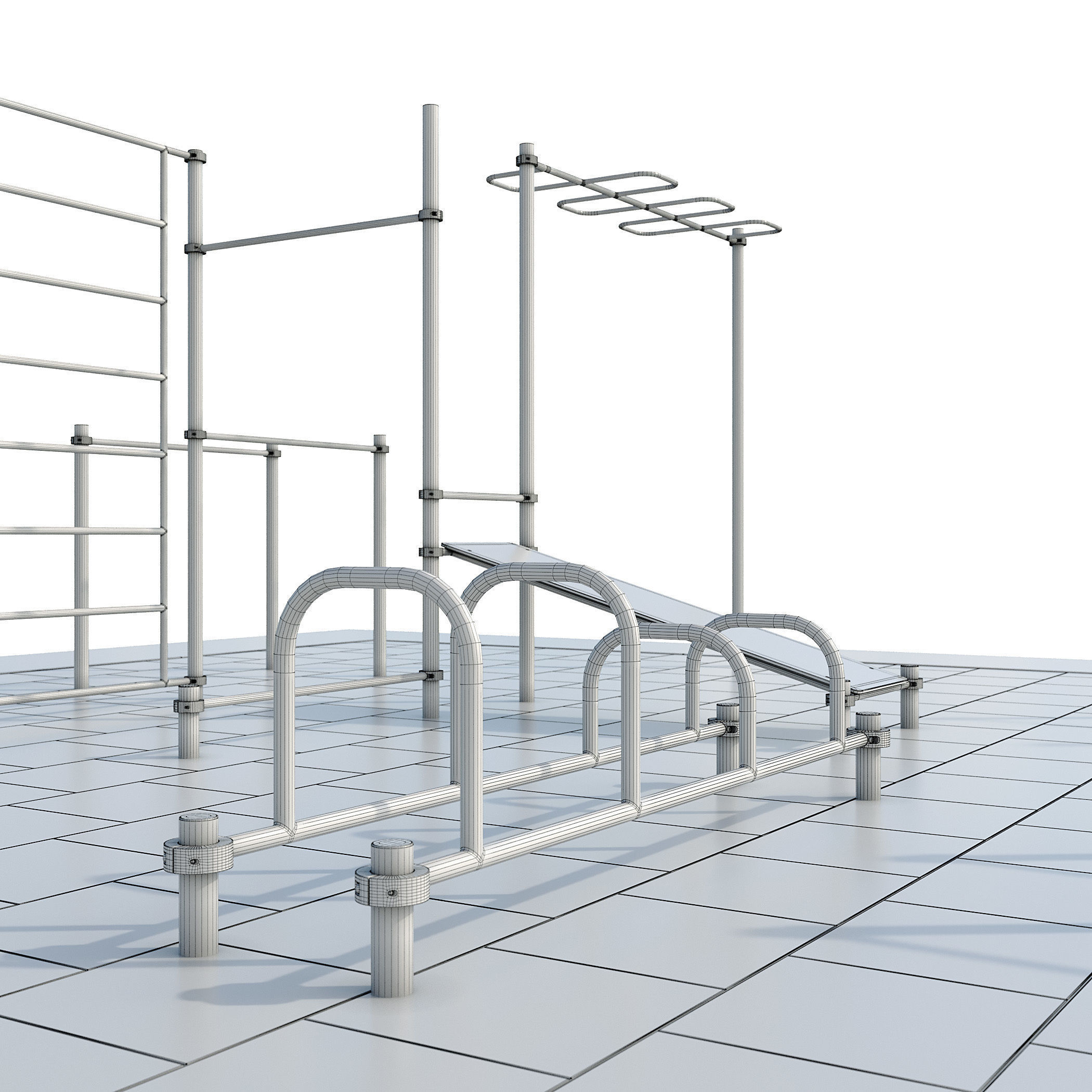 Sports ground with pull up bars 3D model | CGTrader