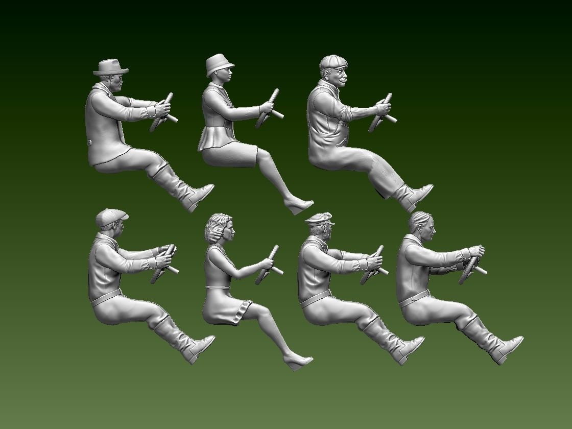 drivers group of figurines on steering wheel 3D model 3D printable ...