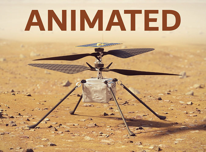 Ingenuity Helicopter takeoff animation 3D model animated rigged | CGTrader