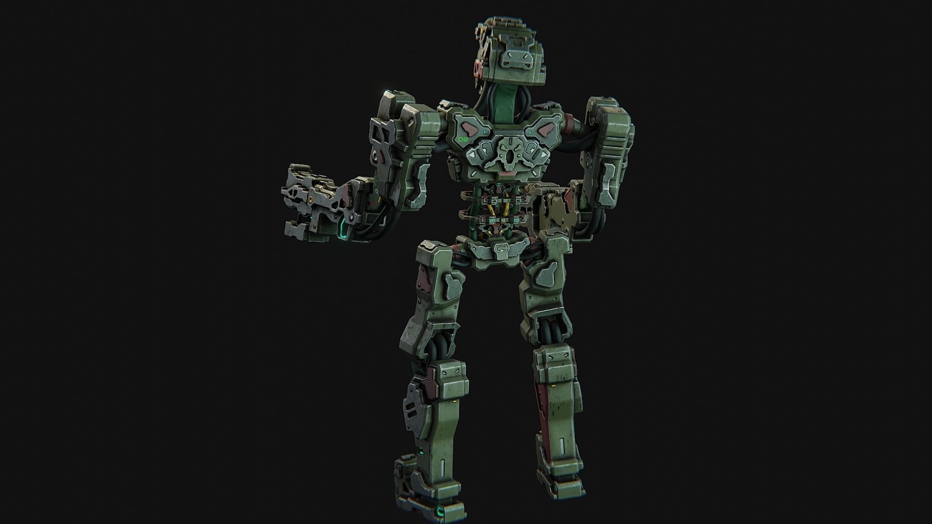 3D model Sci fi assault cyborg character VR / AR / low-poly rigged ...