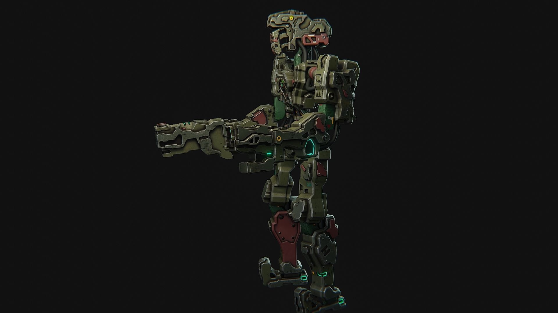 3D model Sci fi assault cyborg character VR / AR / low-poly rigged ...