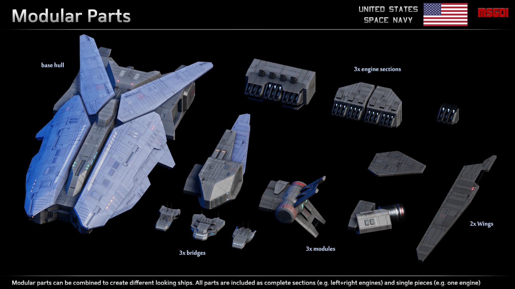 3D model USSN Congress Class Frigate VR / AR / low-poly | CGTrader