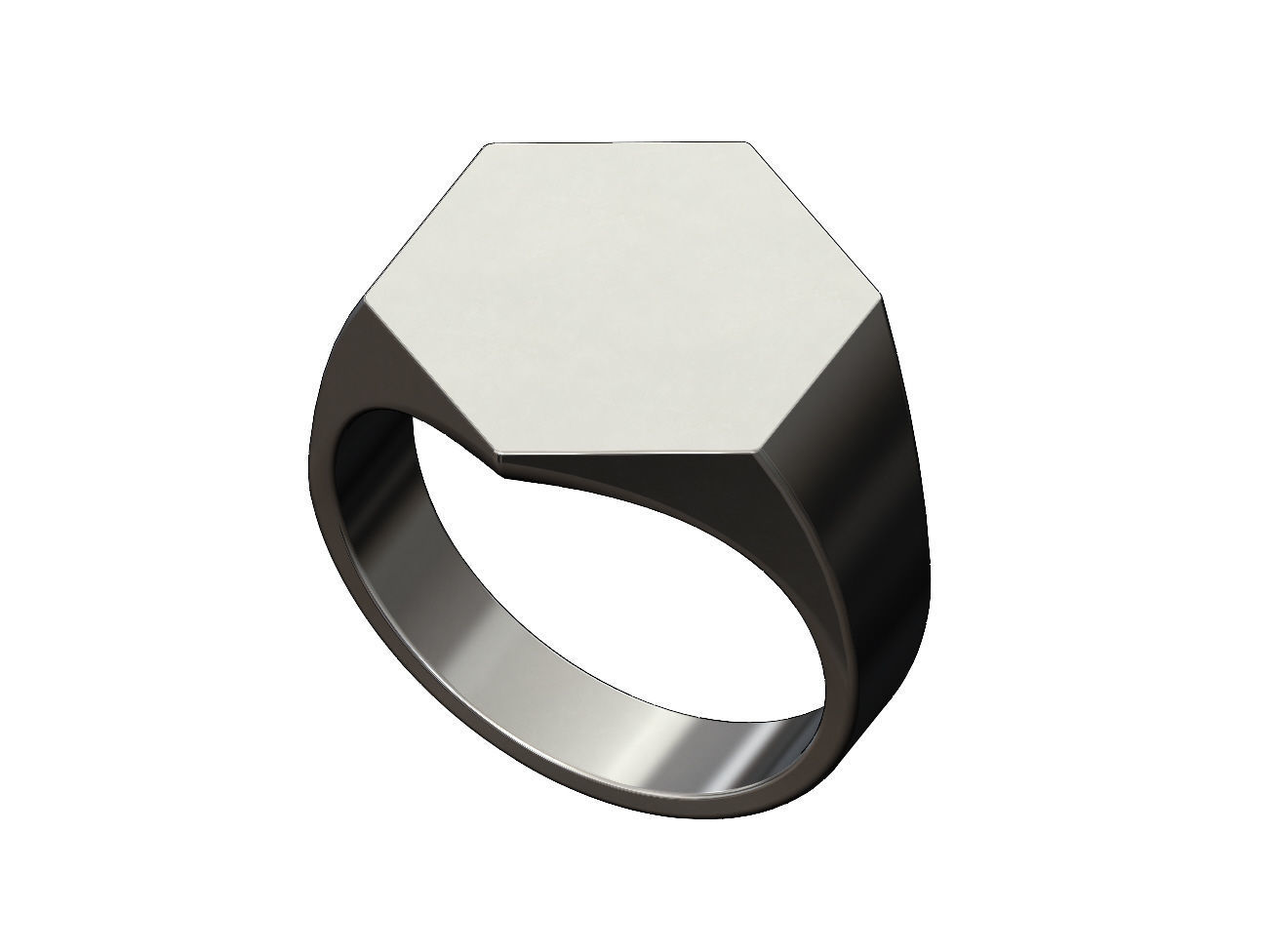 Large Engravble hexagonal signet ring US size 6to13 3D model 3D ...